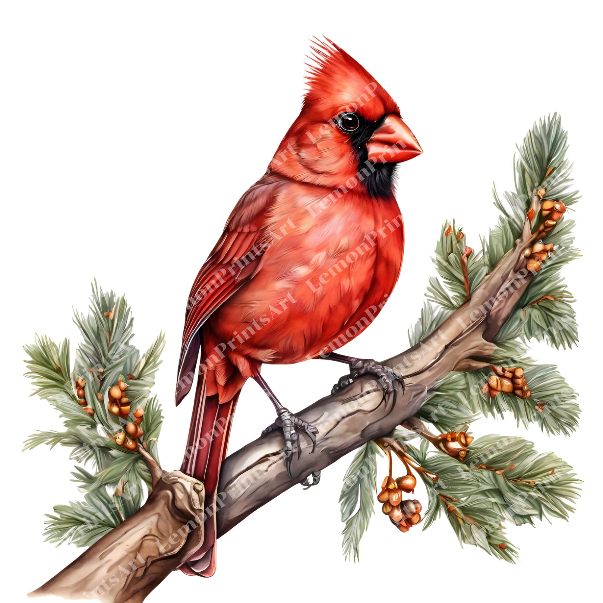 24 Red Cardinal Clipart, Illustration Northern Bird, High Quality ...