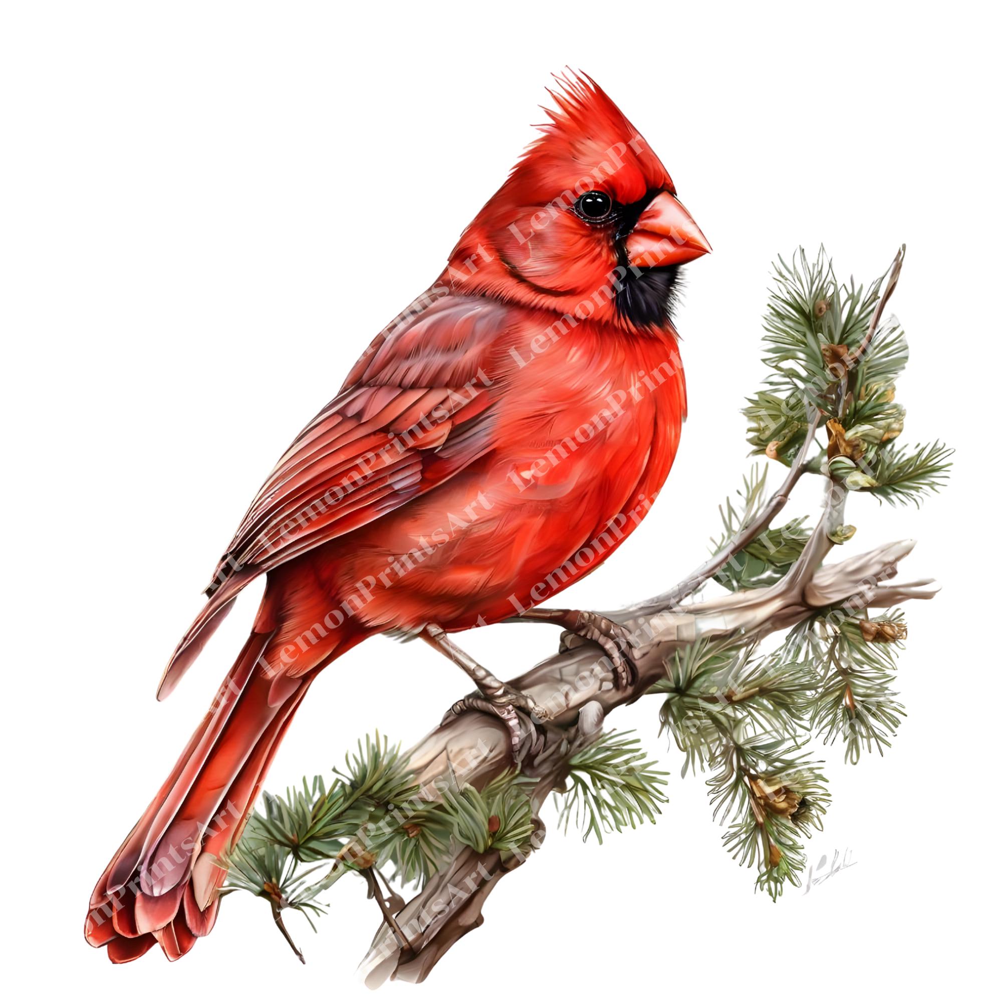 24 Red Cardinal Clipart, Illustration Northern Bird, High Quality ...