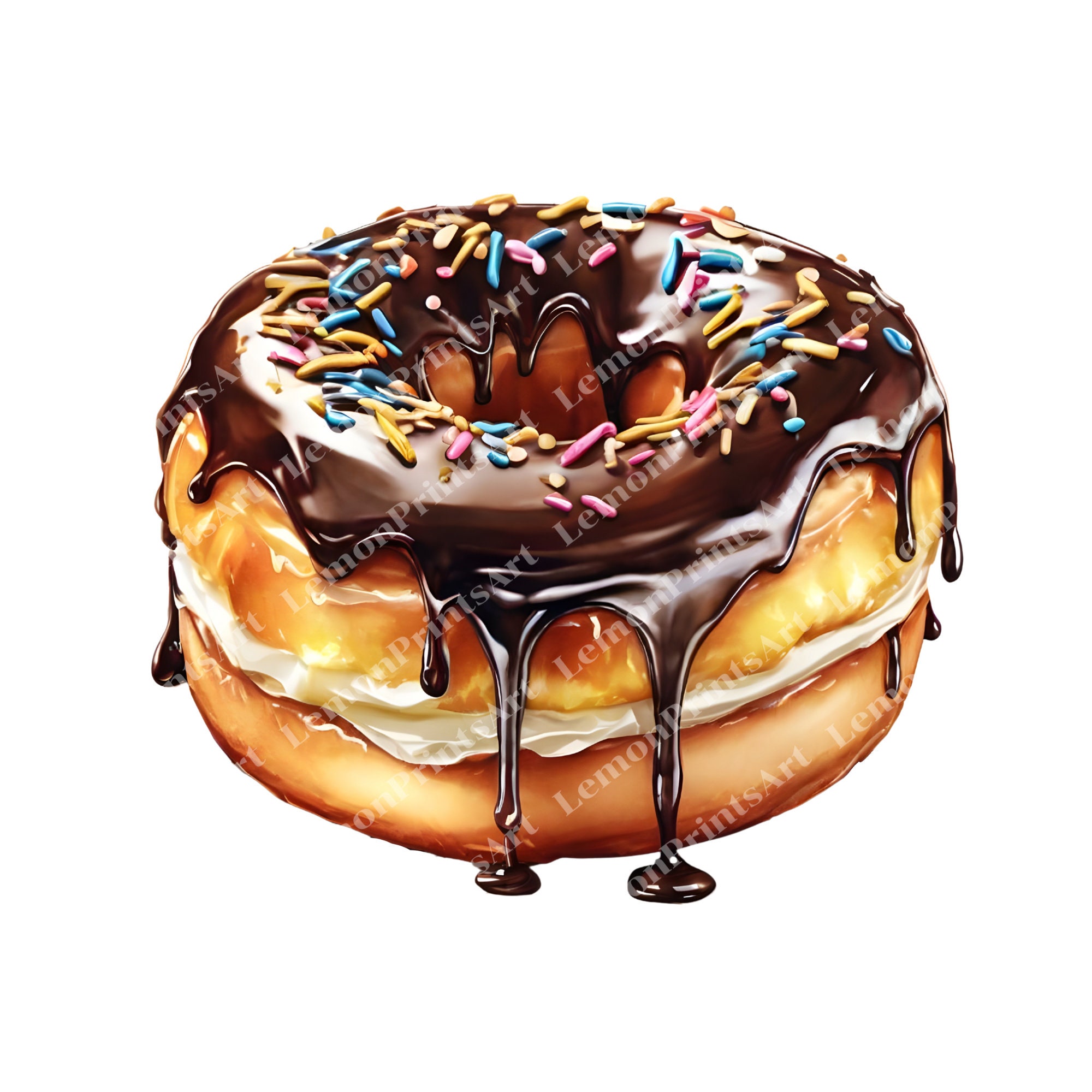 70 Watercolor Donuts Clipart, Sweet Bakery Food, High Quality ...