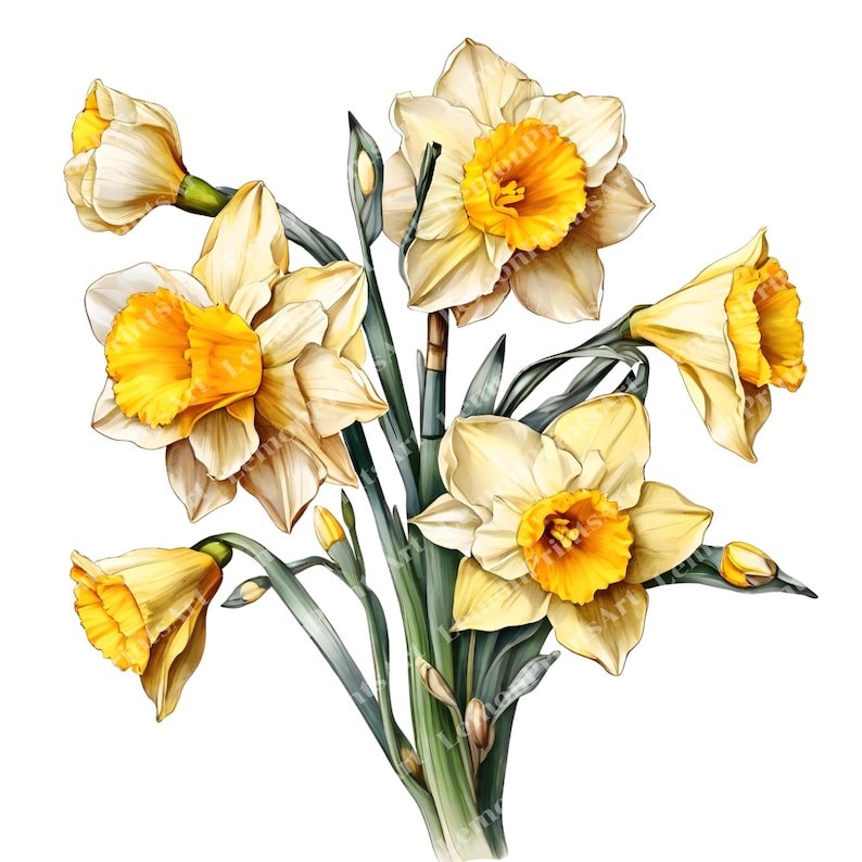 26 Watercolor Daffodil Clipart, Spring Floral, High Quality Transparent ...