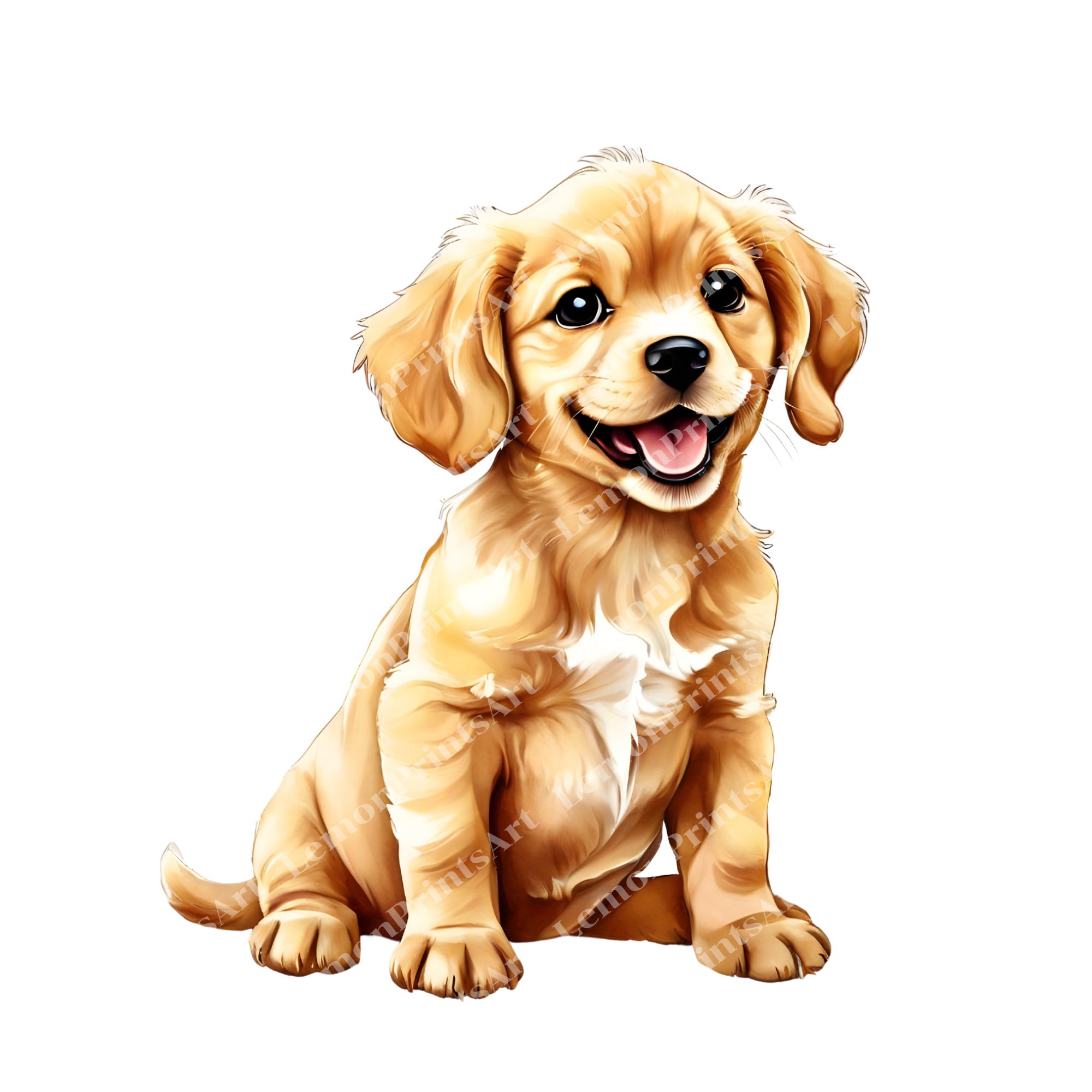 37 Golden Retriever Clipart, Watercolor Puppy Clipart Bundle, Dog ...