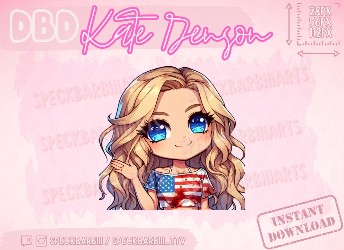 Dead by Daylight Kate Denson HI Twitch Chibi Chubby Emote Discord - Etsy