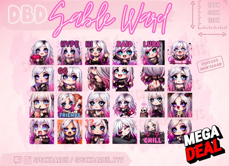Dead by Daylight Sable Ward MEGA 24 Emote Pack New Surv Twitch Chibi Chubby Emote Disord - Etsy