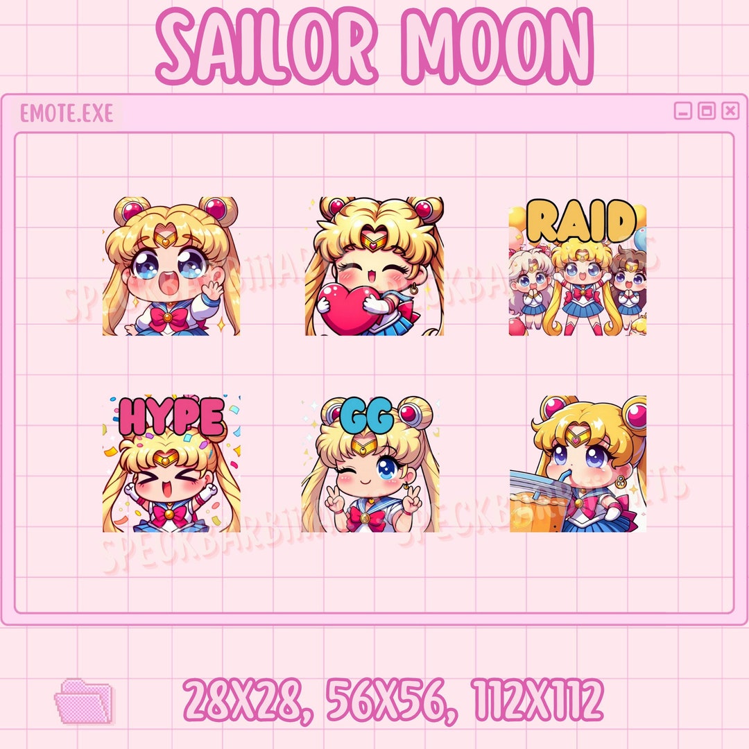 Sailor Moon Emote Pack Usagi Tsukino Twitch chibi chubby Emote Disord ...