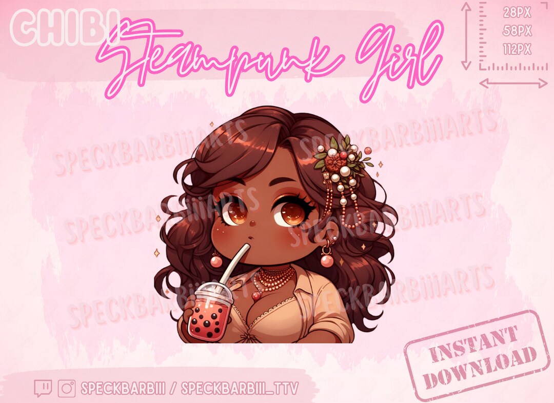Steampunkt Girl SIP Chibi Chubby Girl Twitch Discord Kick Copper Hair ...