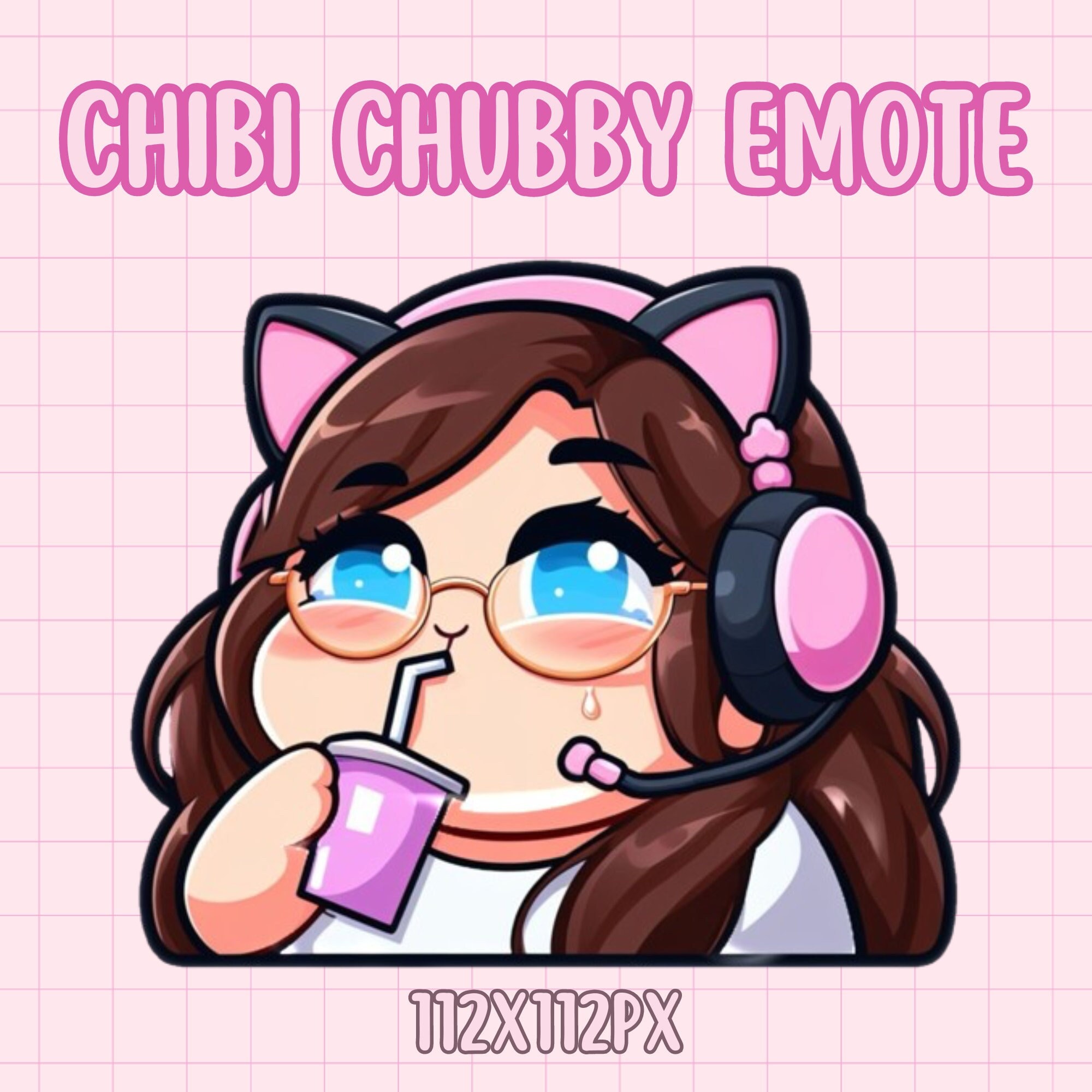 Twitch Emote Sip Chibi Chubby Girl - Etsy