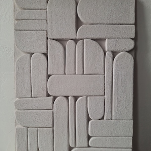 Unique Textured 3D Geometric Art - Sculptural Wall Art - White ...