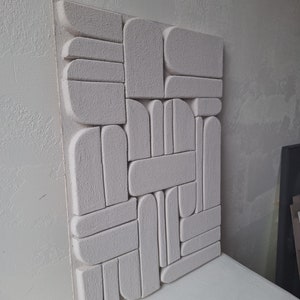Unique Textured 3D Geometric Art - Sculptural Wall Art - White ...