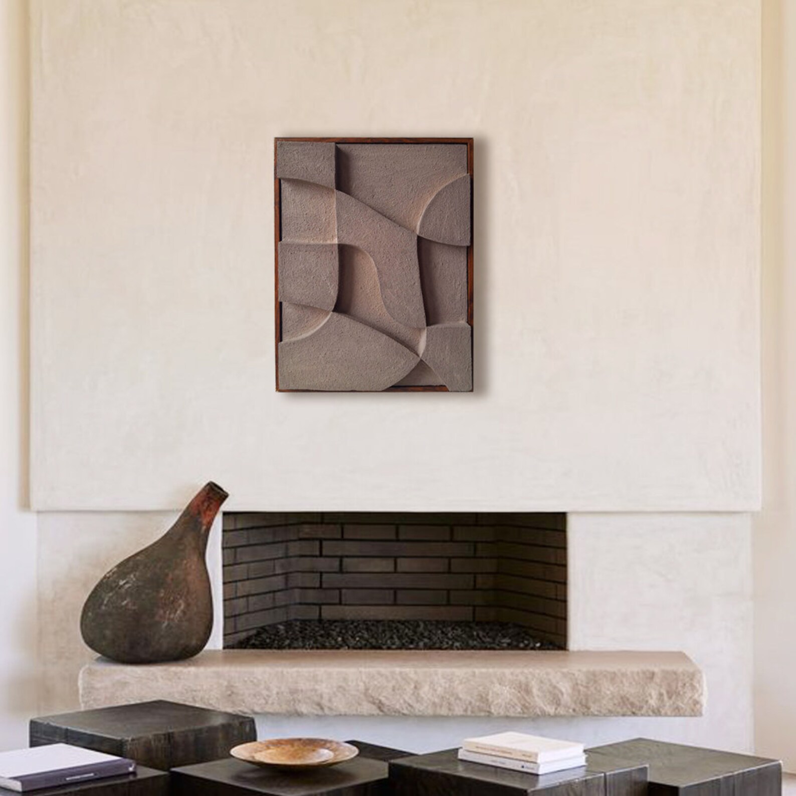 Textured Plaster Wall Art Modern Geometric Sculpture Abstract Relief ...