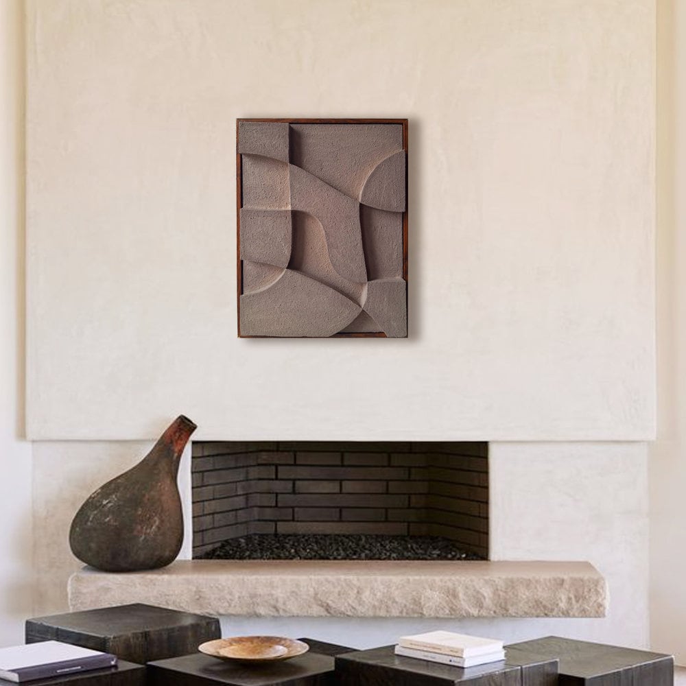 Textured Plaster Wall Art Modern Geometric Sculpture Abstract Relief ...