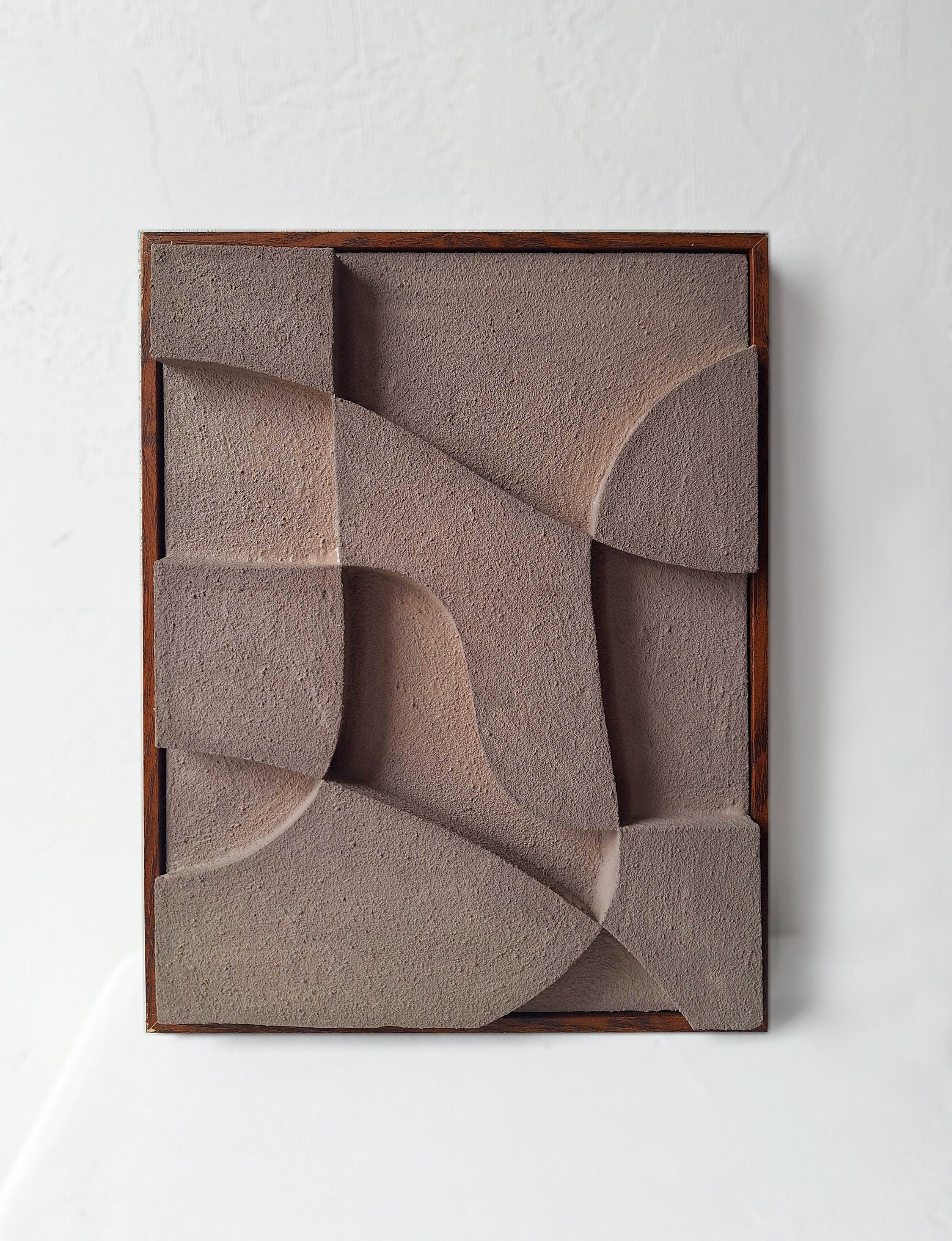 Textured Plaster Wall Art Modern Geometric Sculpture Abstract Relief ...