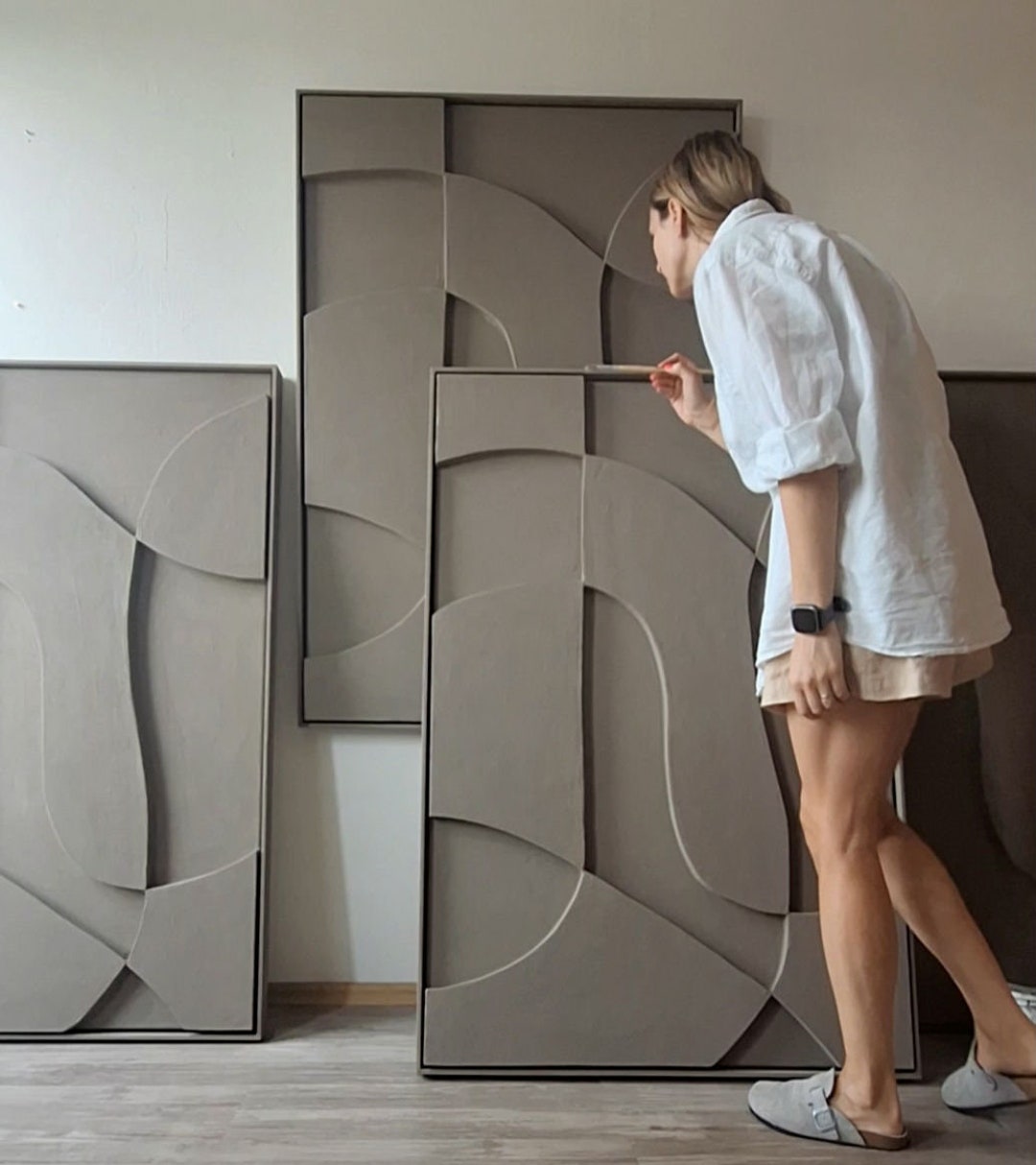 Textured Plaster Wall Art - Modern Geometric Sculpture - Abstract ...