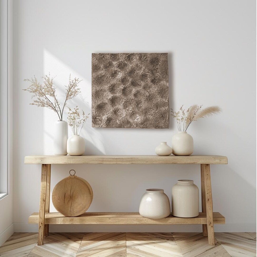 Handmade Rough Surface Wall Sculpture – Modern Geometric Plaster Art ...