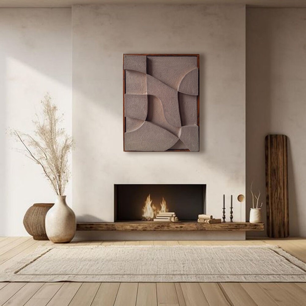 Textured Plaster Wall Art Modern Geometric Sculpture Abstract Relief ...