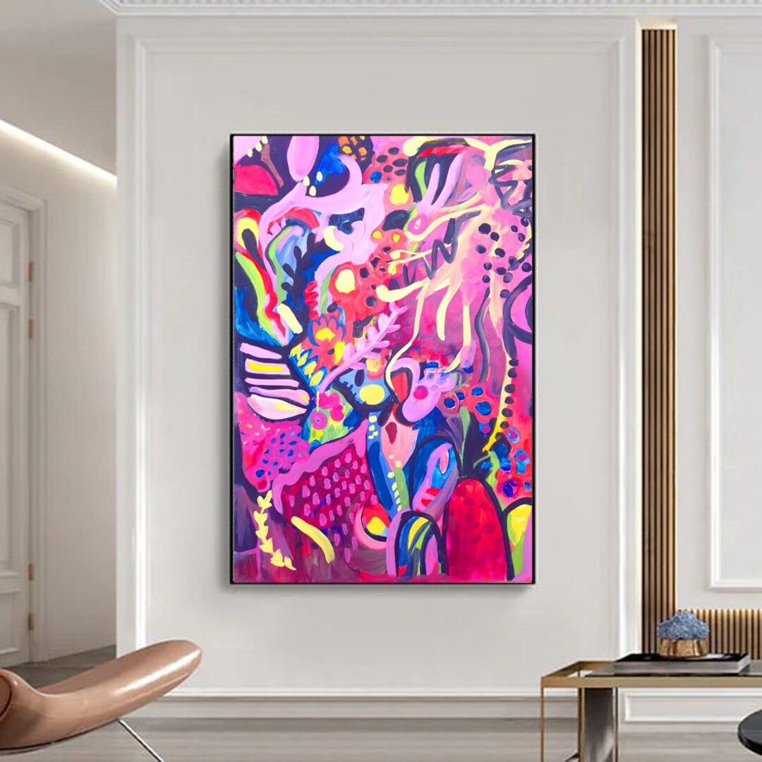 Modern Abstract Art - Vibrant Colors - Statement Piece - Housewarming ...