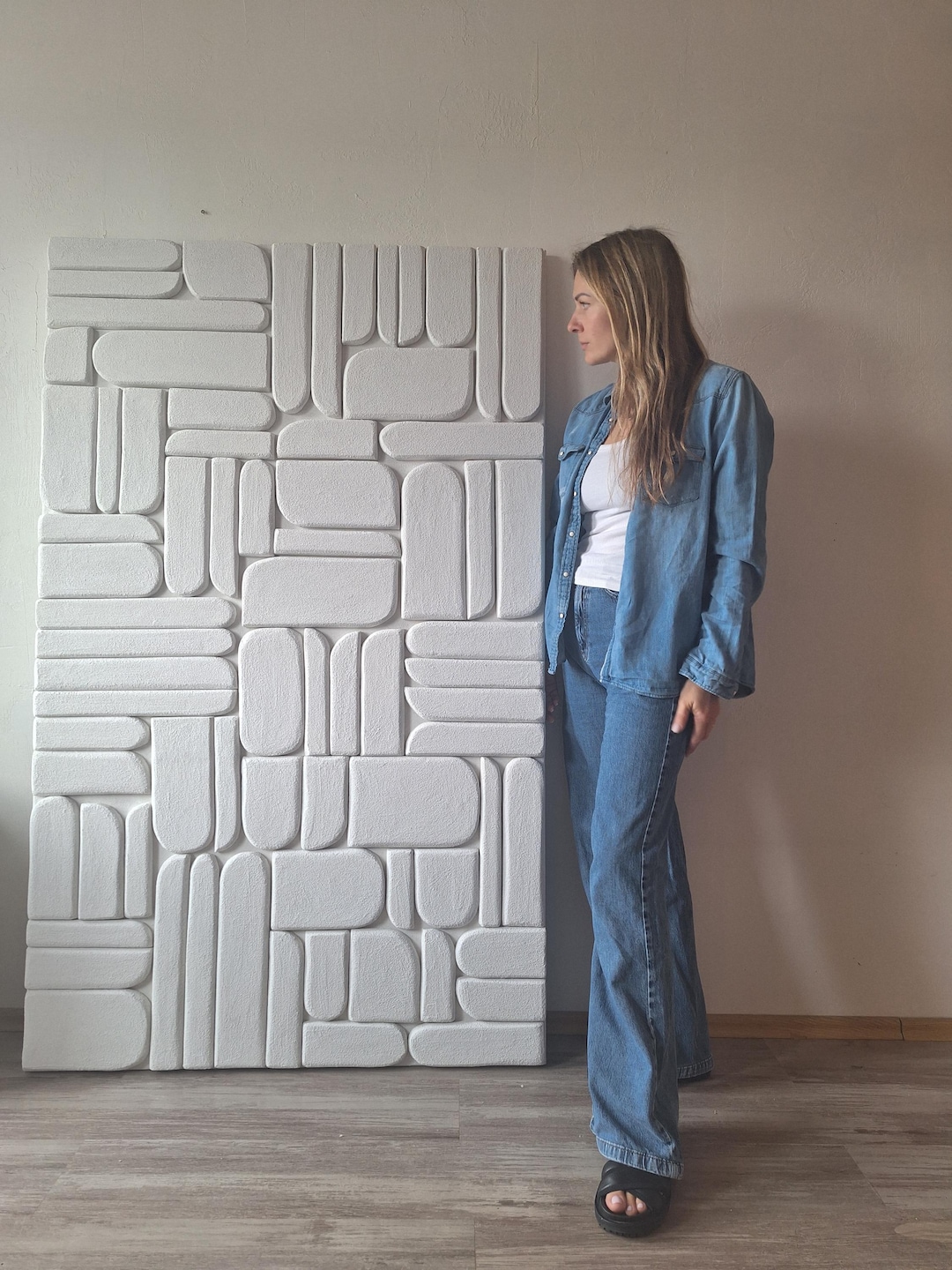 Unique Textured 3D Geometric Art - Sculptural Wall Art - White ...