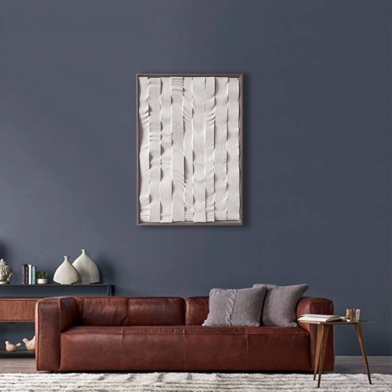 Textured Plaster Wall Art - Sandy White Sculptural Painting - Unique ...