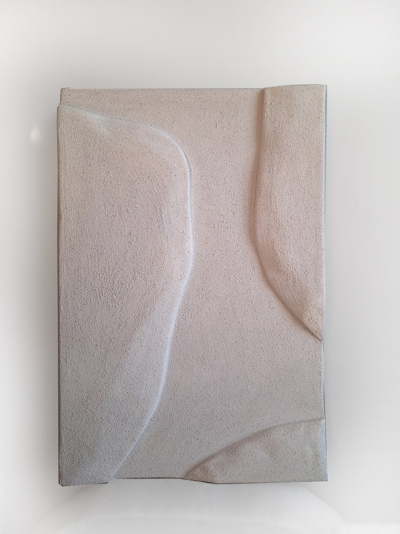 Sculptural Wall Art – Textured 3D Relief Painting – Sandy Off-white ...