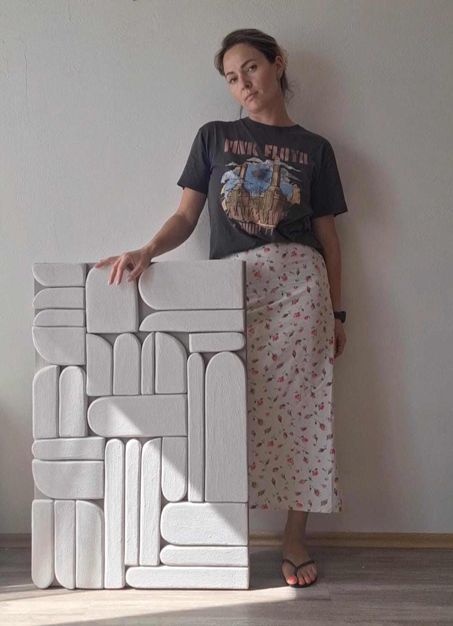 Unique Textured 3D Geometric Art - Sculptural Piece - White Minimalist ...
