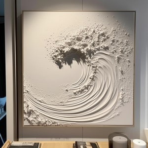 Original White 3D Ocean Wave Painting, Ocean Wave Abstract Landscape ...