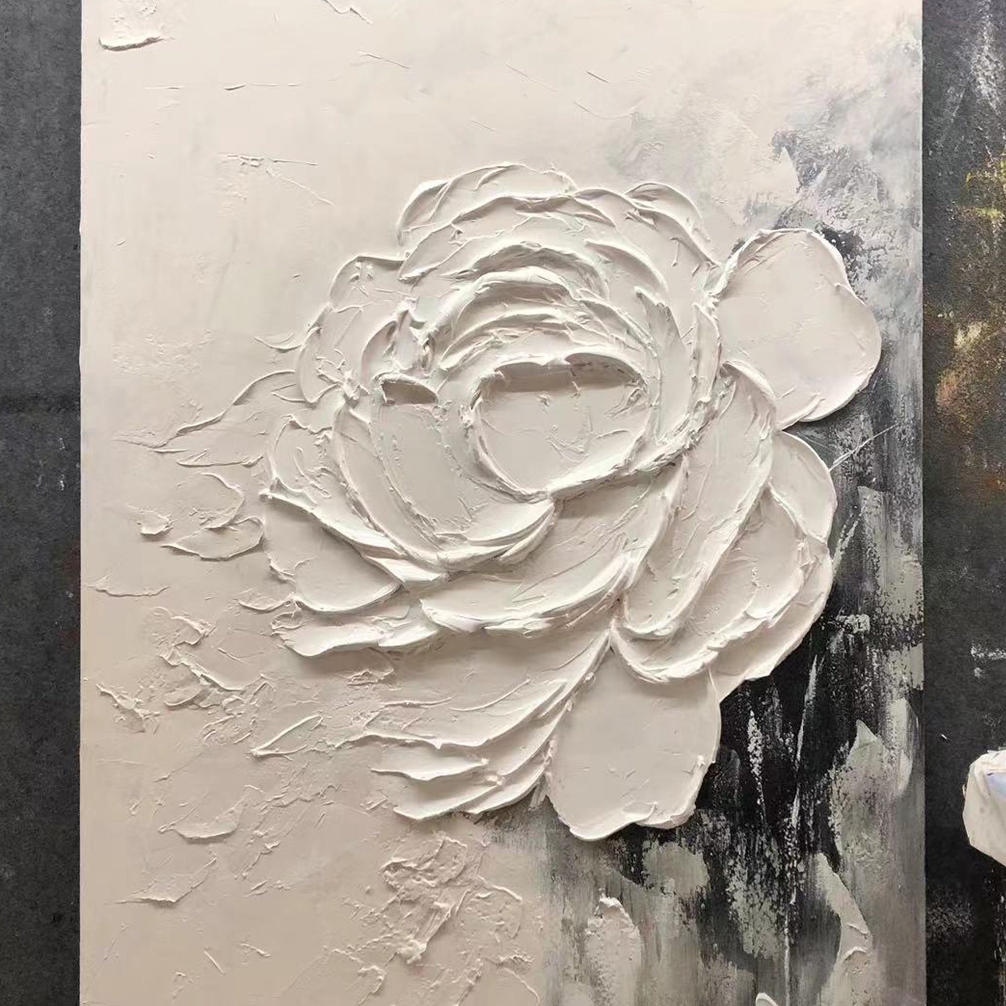 3D Textured Acrylic Painting,large Abstract White Flower Oil Painting ...