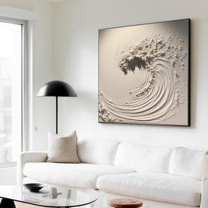 Original White 3D Ocean Wave Painting, Ocean Wave Abstract Landscape ...
