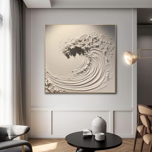 Original White 3D Ocean Wave Painting, Ocean Wave Abstract Landscape ...