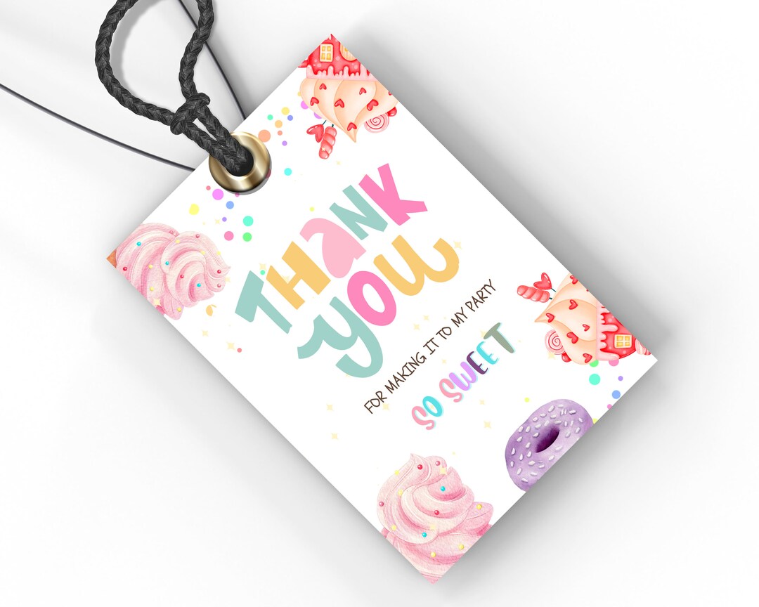Editable Sweets Candy Thank You Favor Tags Template, Sweet Candy ...