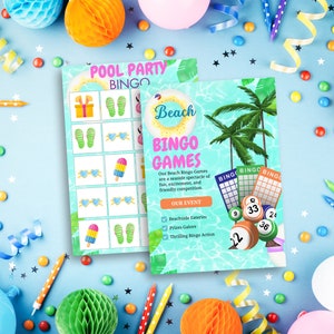 Pool Party Bingo Game, Printable Bingo Game, Printable Games for Kids ...