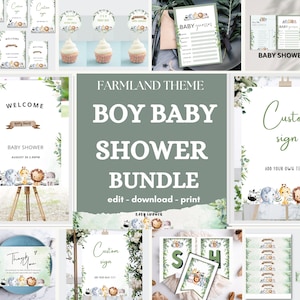 Farmland Boy Baby Shower Bundles, Boy Baby Shower Invitation Cards ...