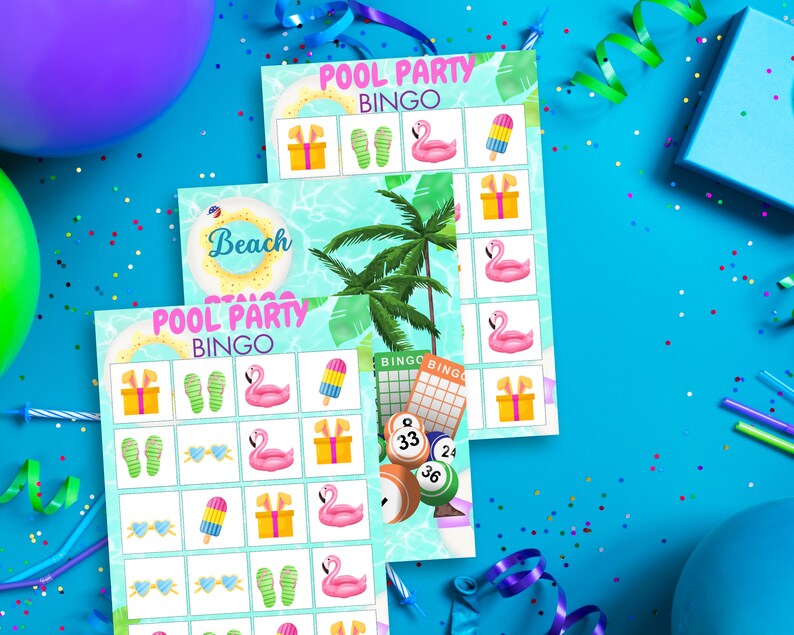 Pool Party Bingo Game, Printable Bingo Game, Printable Games for Kids ...