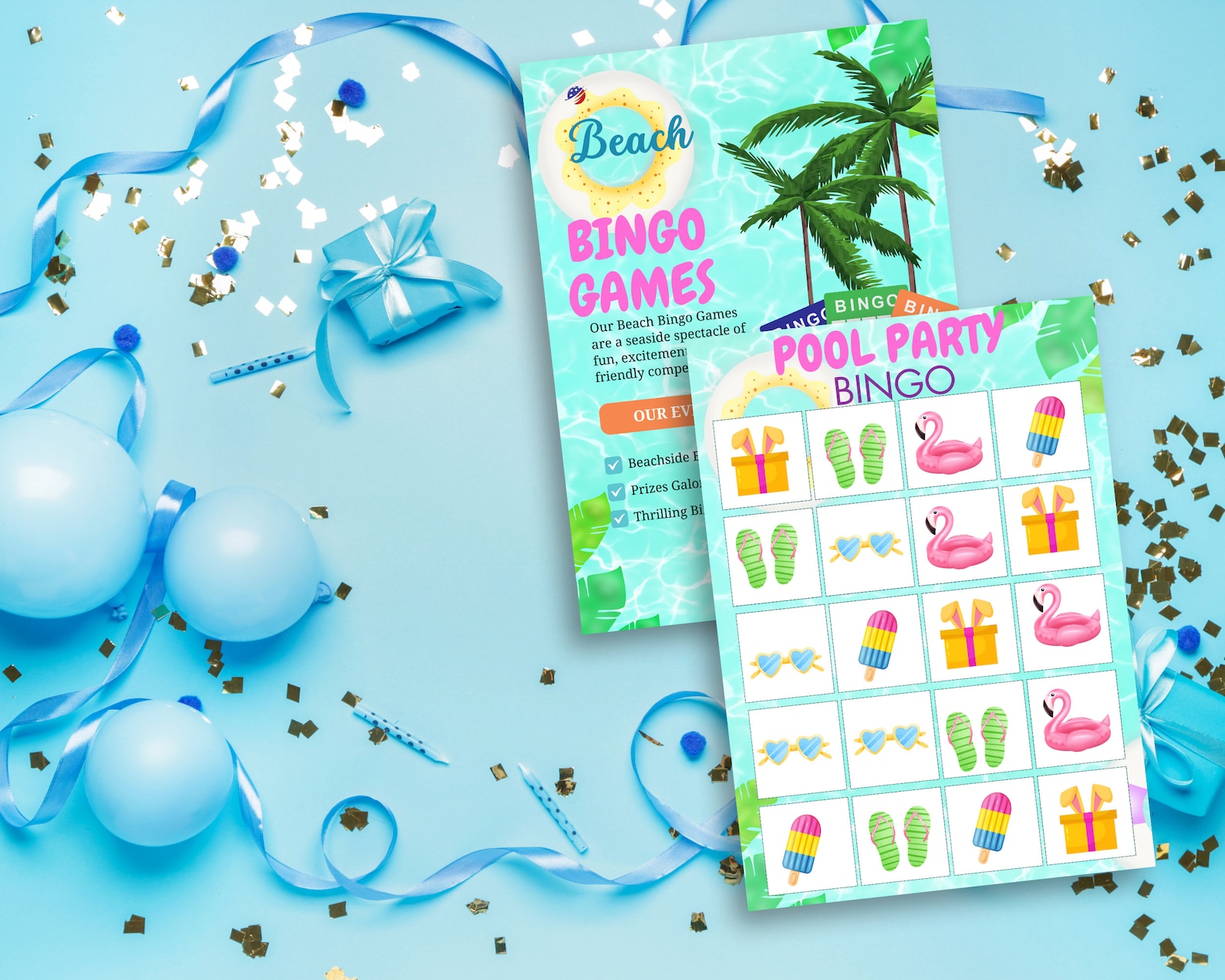 Pool Party Bingo Game, Printable Bingo Game, Printable Games for Kids ...