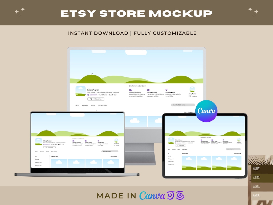 Etsy Store Canva Template, Etsy Shop Mockup, Etsy Shop Kit, Canva ...