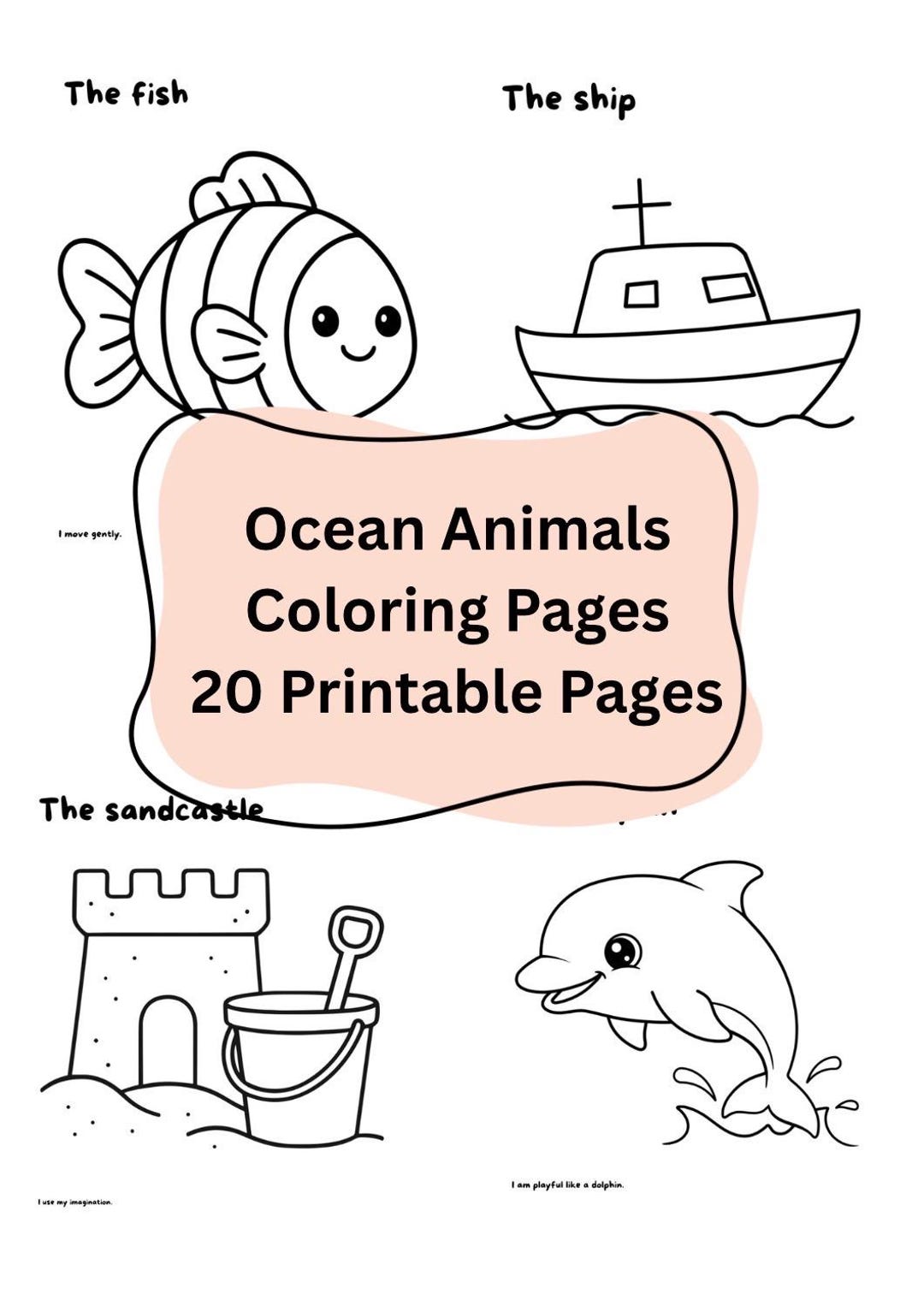 Ocean Animals Coloring Pages With Affirmations | Toddler Coloring Book ...