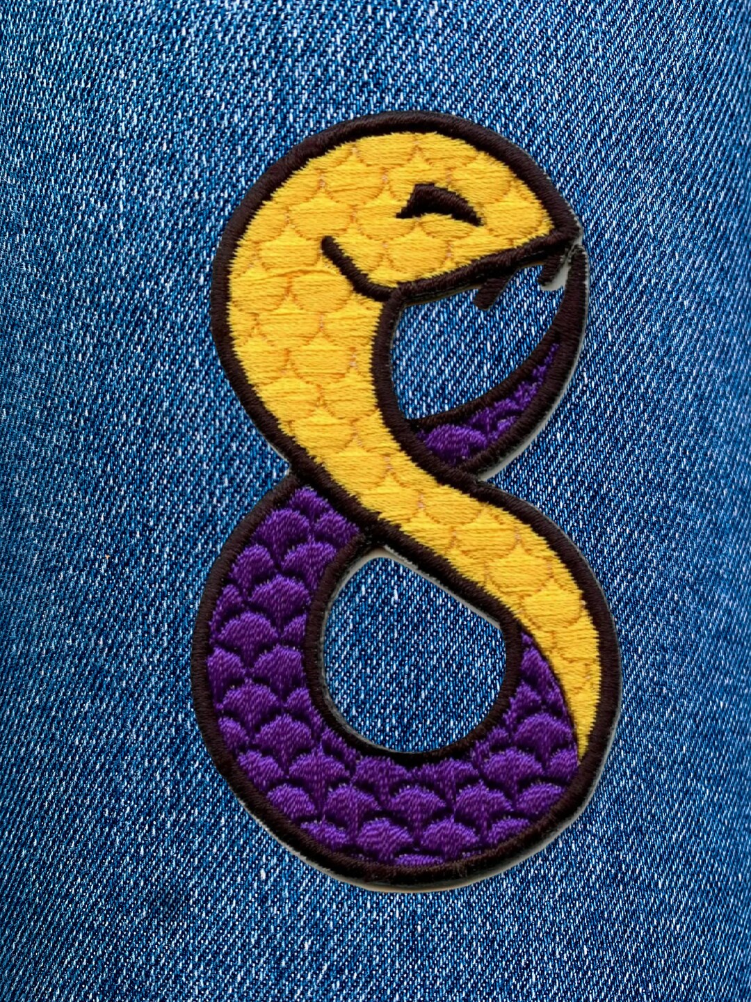 Purple Yellow Mamba Snake 8 Patch Basketball Jersey Embroidered Iron-on ...