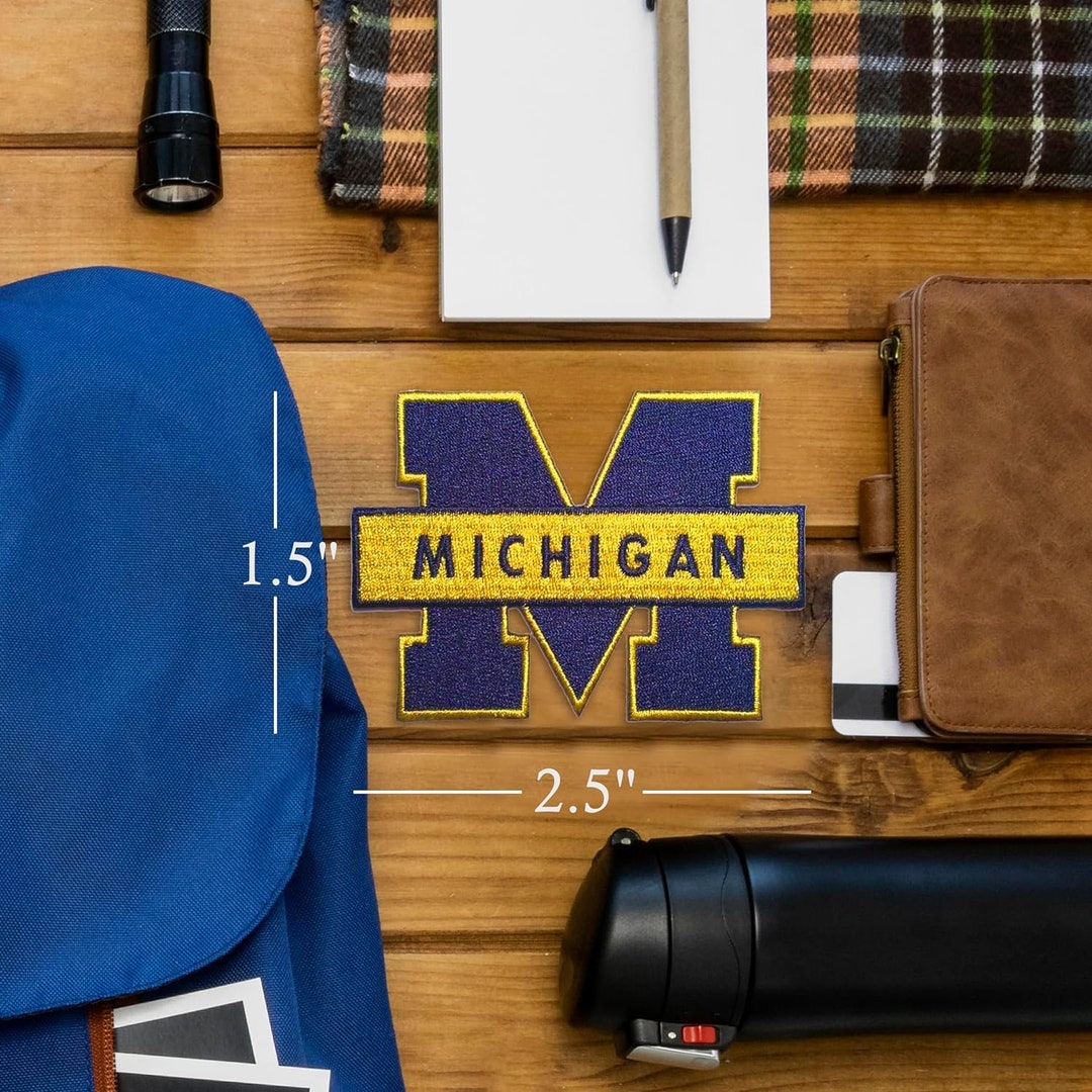 M Embroidered Patch 2.5'' Iron-on, Blue and Gold, U of M College Sports ...