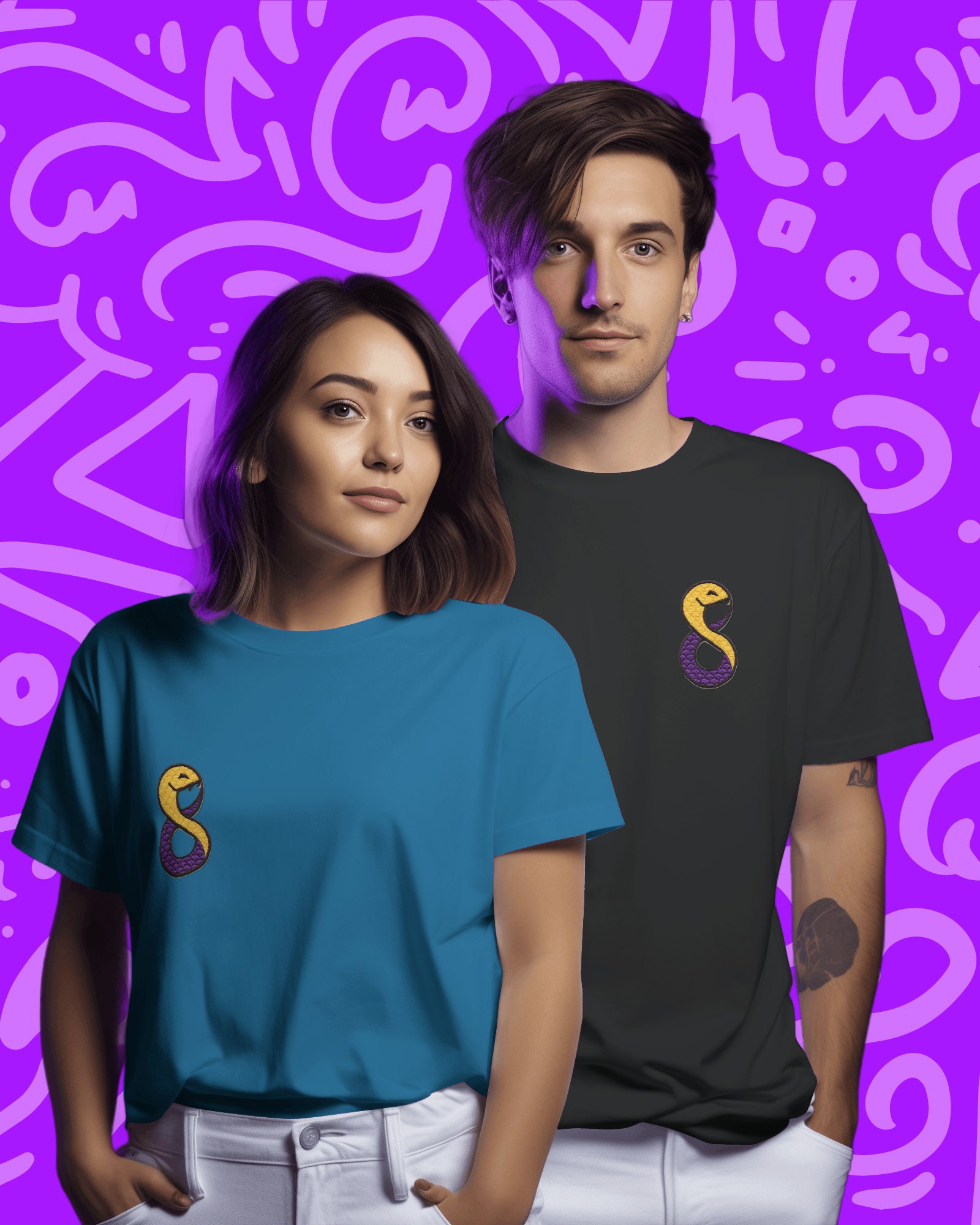 Purple Yellow Mamba Snake 8 Patch Basketball Jersey Embroidered Iron-on ...