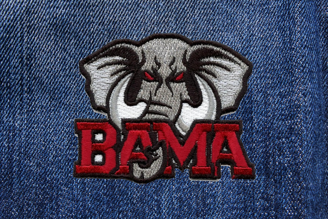 Alabama Elephant Patch Bama Logo Iron-on Embroidered Emblem Crimson ...