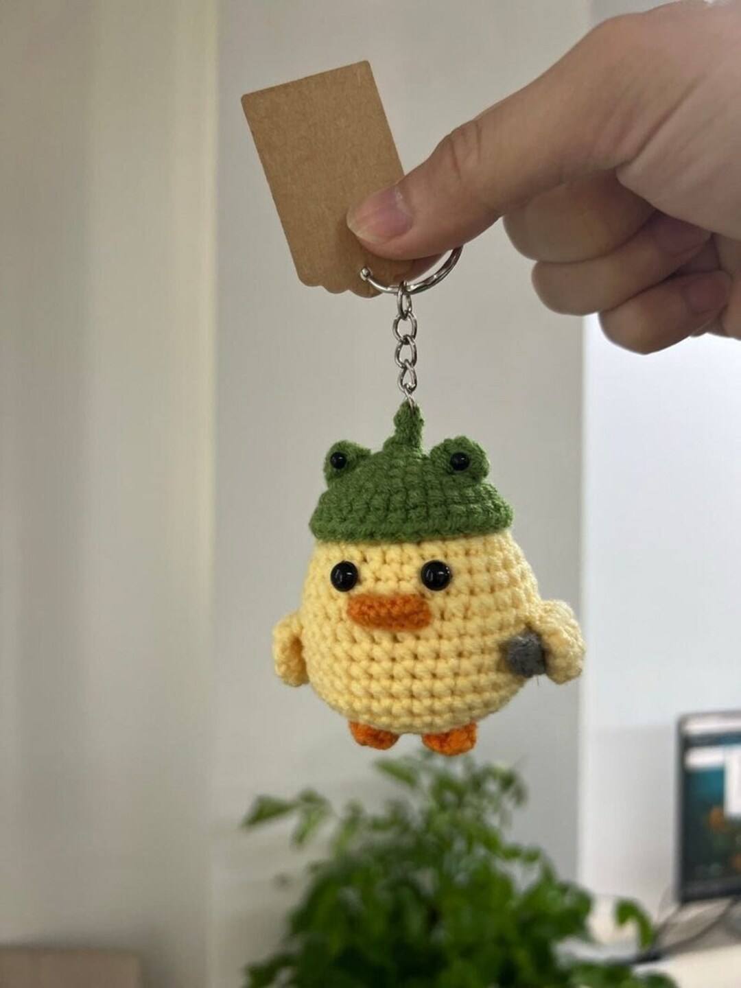 Handmade Frog Duck With Knife Meme Crochet Keychain, Crochet Duck ...