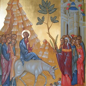 Hand-painted Jesus Christ Icon: Entry Into Jerusalem, Gold Leaf - Etsy