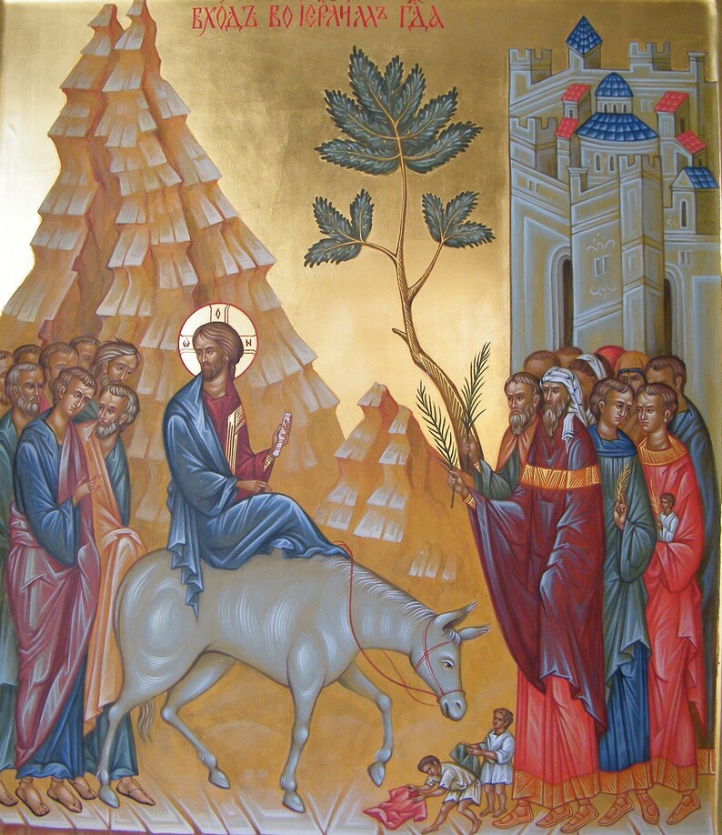 Hand-painted Jesus Christ Icon: Entry Into Jerusalem, Gold Leaf - Etsy