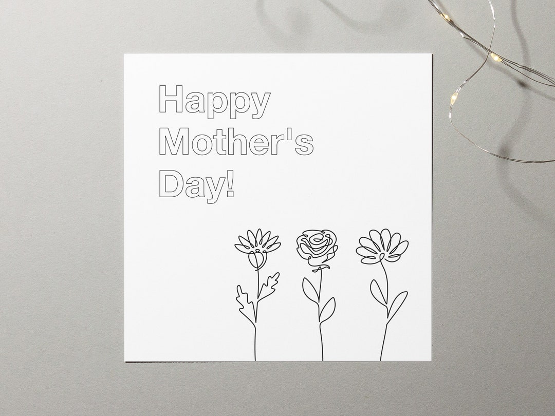 Mothers Day Card Printable, Coloring Cards for Kids, Color Your Own ...