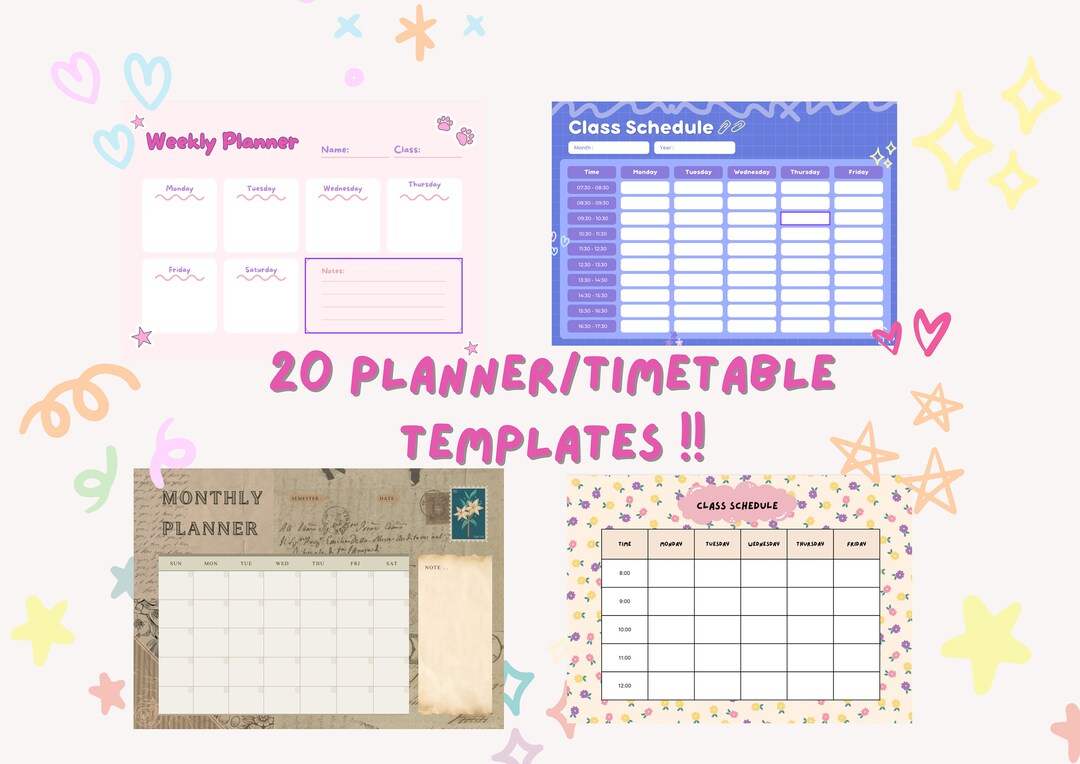 20 Planner/timetable/schedule Designs Canvas Templates - Etsy