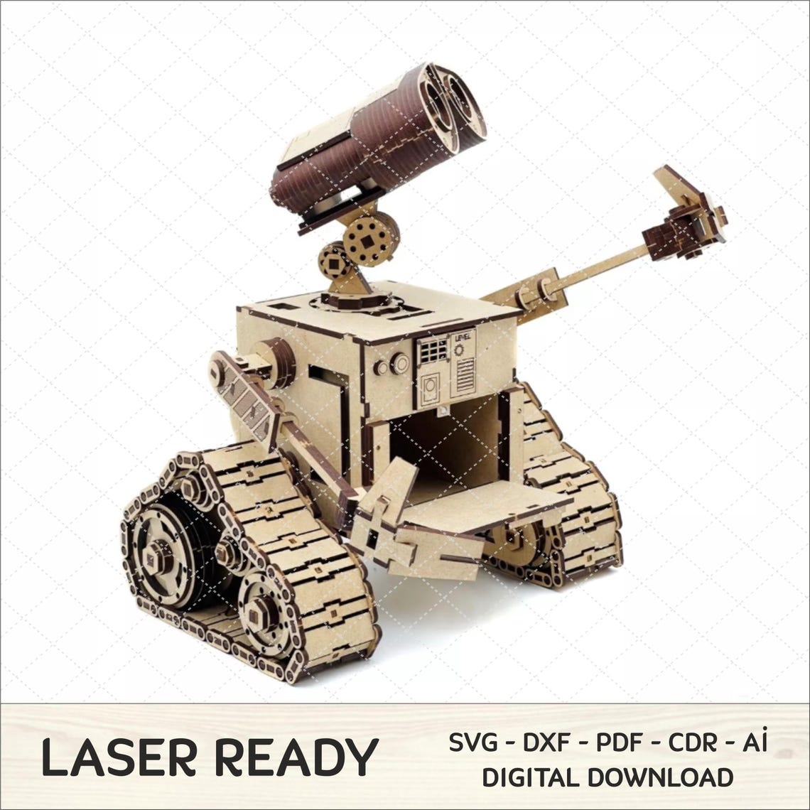 Robot Digital Glowforge File With Instructions , Wooden 3mm, 3D Model ...