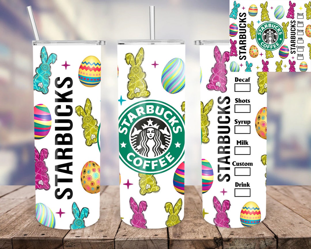 Easter Rabbits Eggs Starbucks Coffee 20oz Skinny Tumbler Wrap Design ...