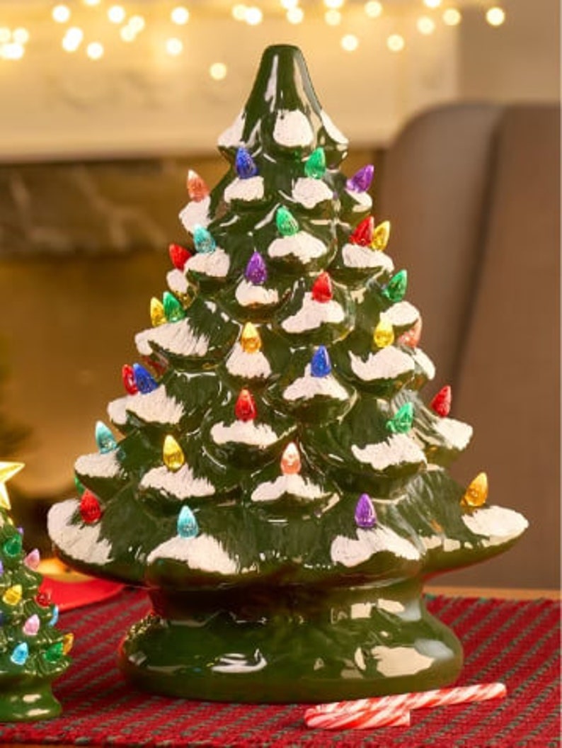 Lighted 13 Inch Ceramic Christmas Tree - Etsy