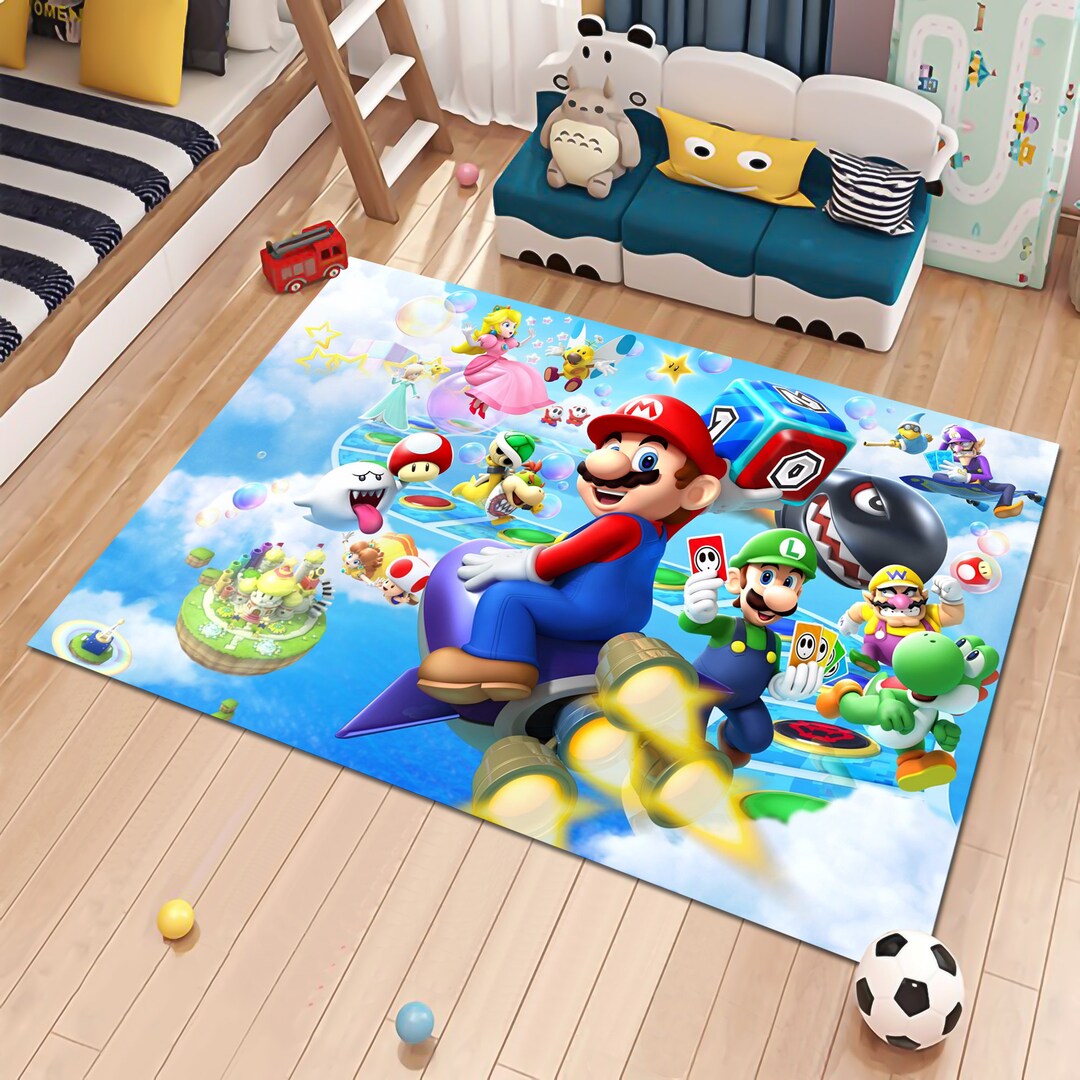 Mario Rug, Mario Characters Rug, Popular Game Rug, Kids Room Rug ...