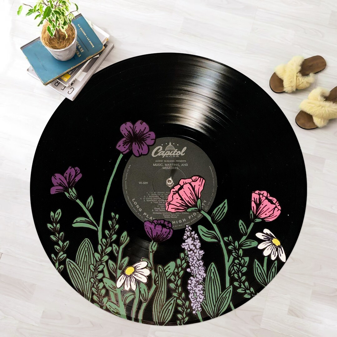 Record Rug,colorful Rug,round Rug,flowery Record Rug,music Rug,music ...