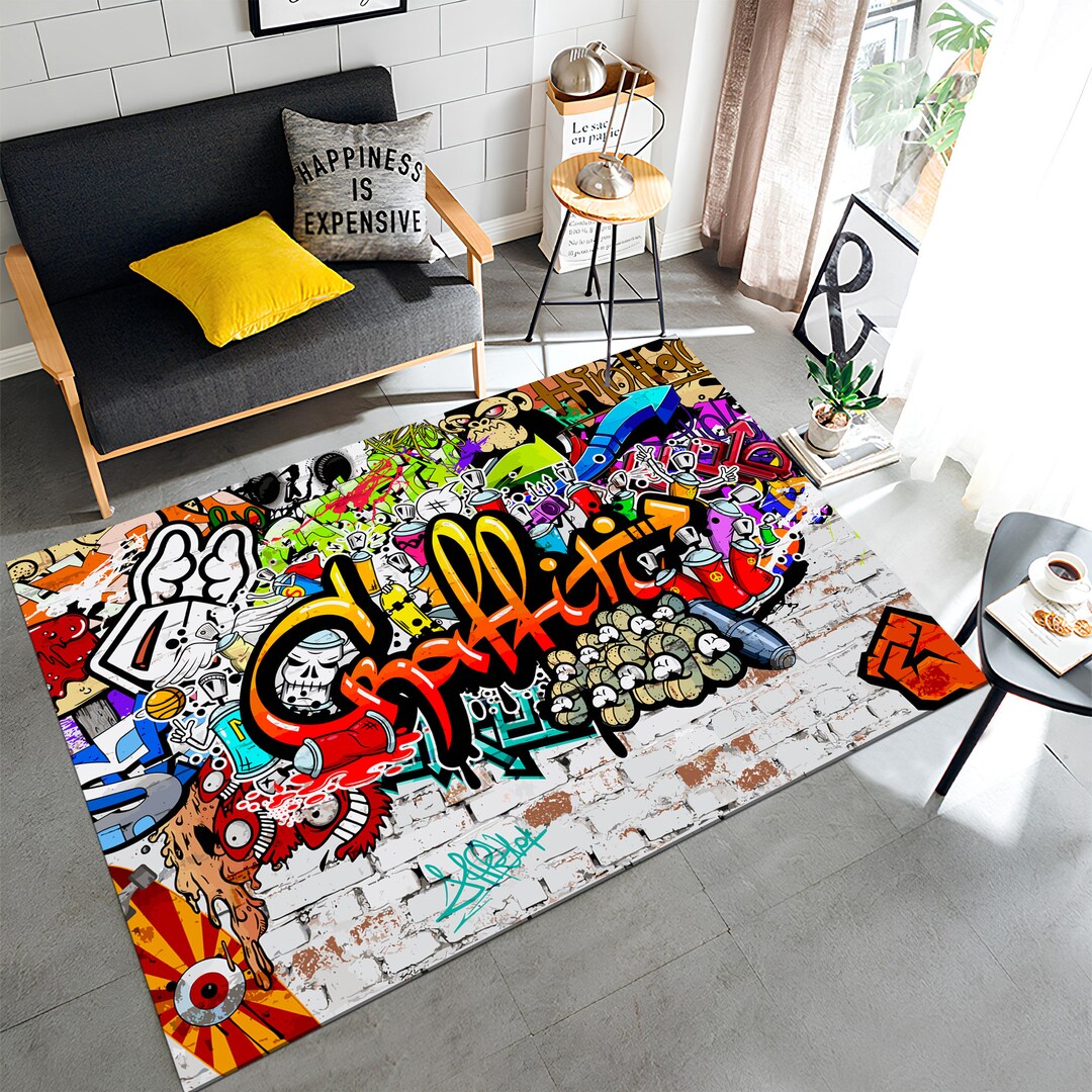 Graffiti Rug,street Life Rug,pop Art Rug,colorful Rug,unique Rug,cool ...