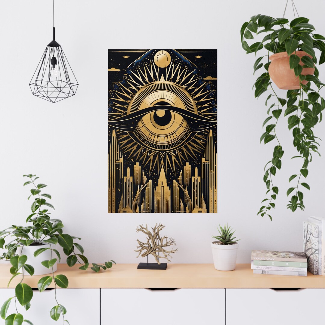 Eye Dubai Egypt Horus Enlightened Enlightenment Modern Art Gold Black ...